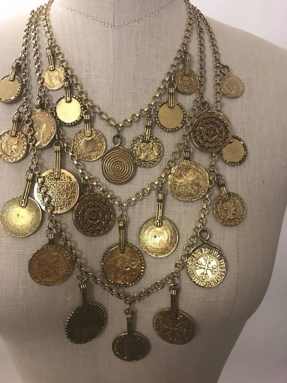 Yves Saint Laurent 1977 Gypsy Collection Gold Tone Coin Medallion ...