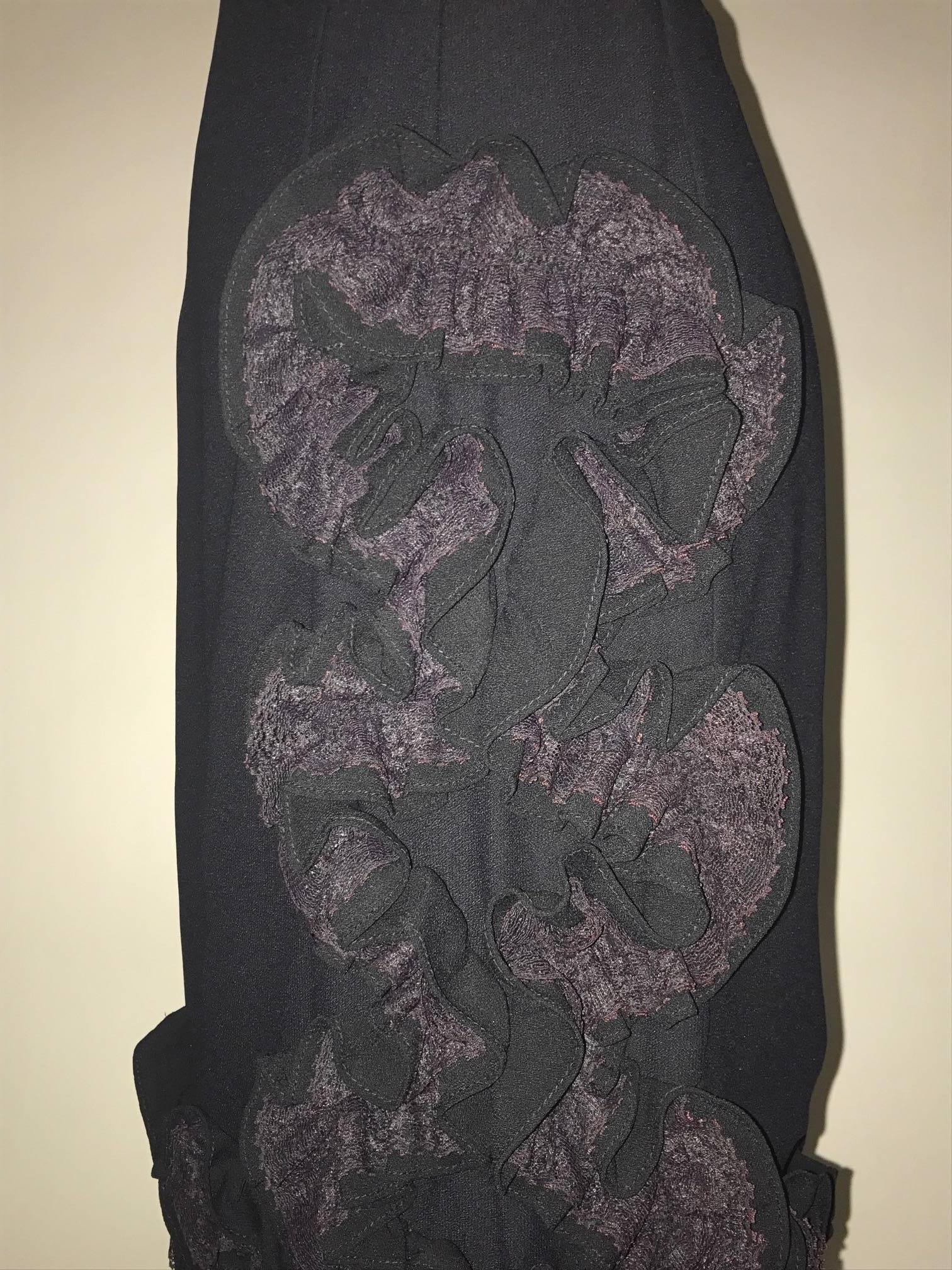 Alfred Werber Vintage 1960s Little Black Dress with Lace Ruffle Detail ...