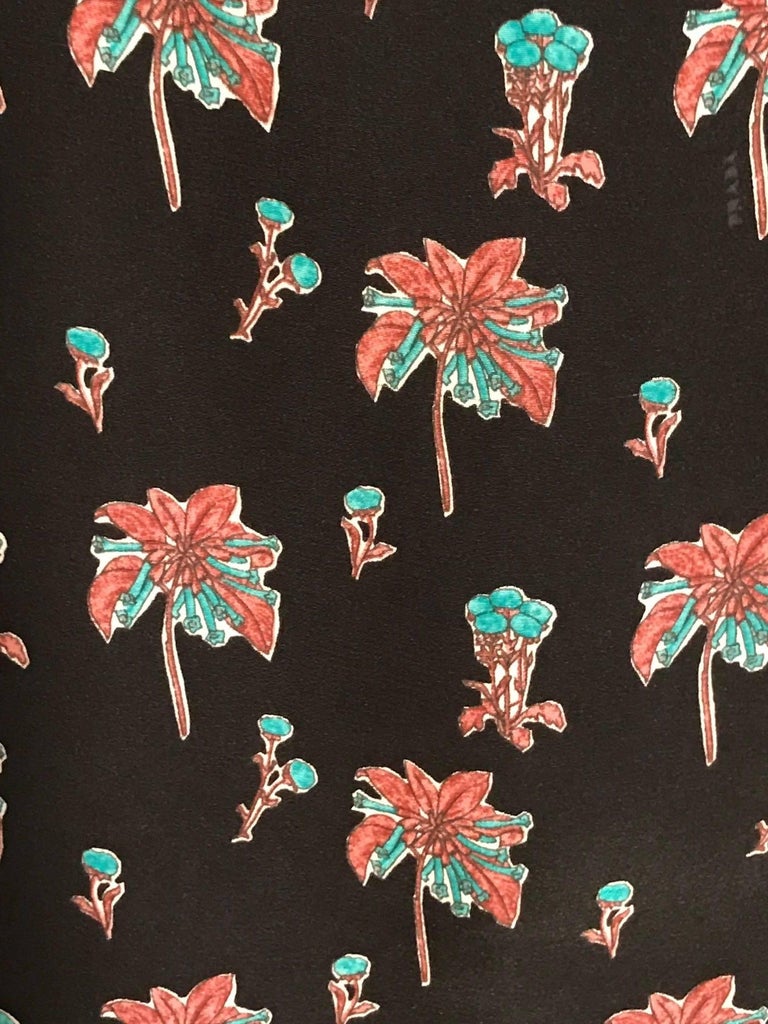Prada Palm Tree Print Black Silk Top For Sale at 1stDibs