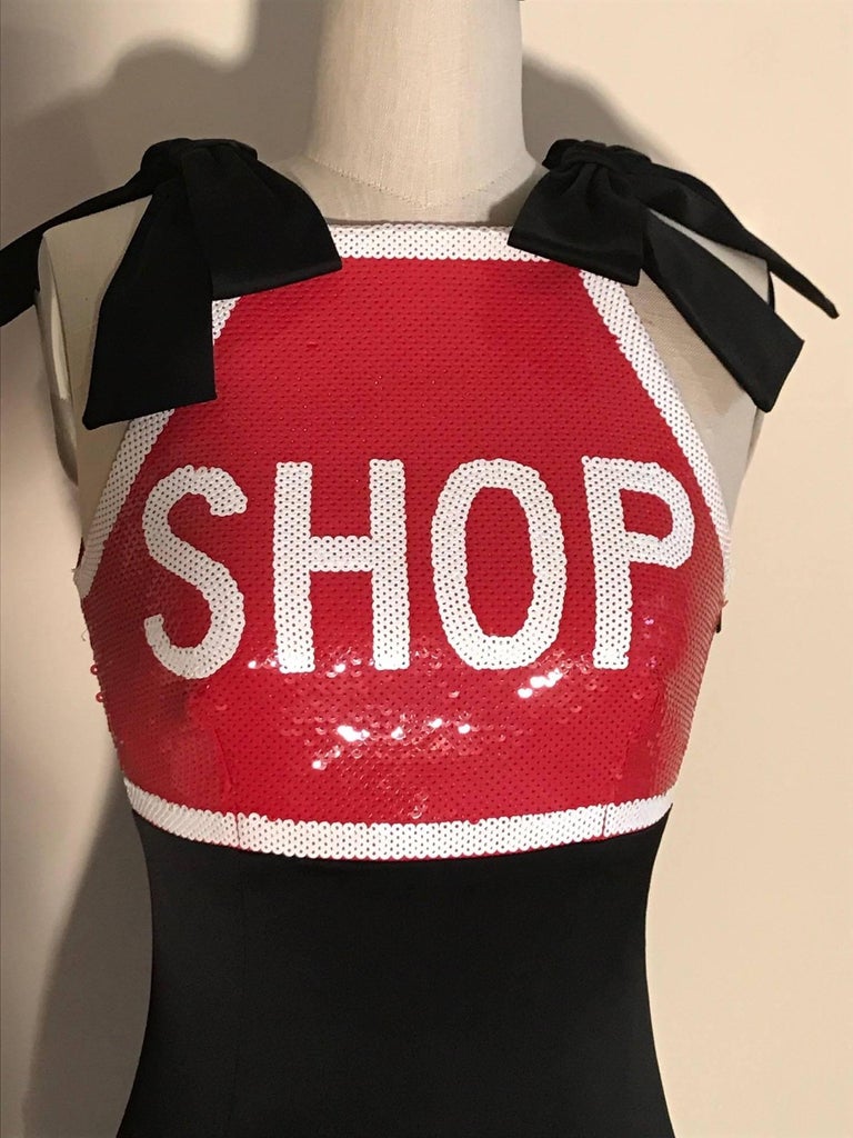 Moschino Couture Shop Stop Sign Dress Black with Red and White Sequins ...