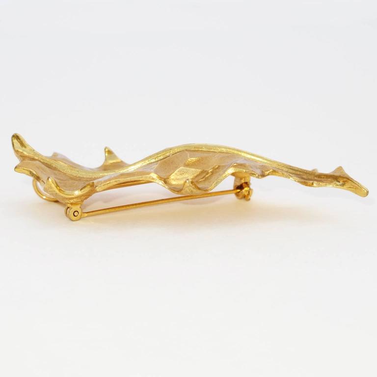 Yves Saint Laurent YSL Pin Brooch Pendant Vintage Carved Leaf at ...