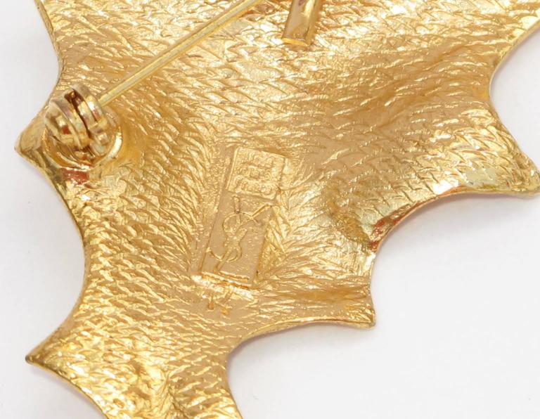 Yves Saint Laurent YSL Pin Brooch Pendant Vintage Carved Leaf at ...