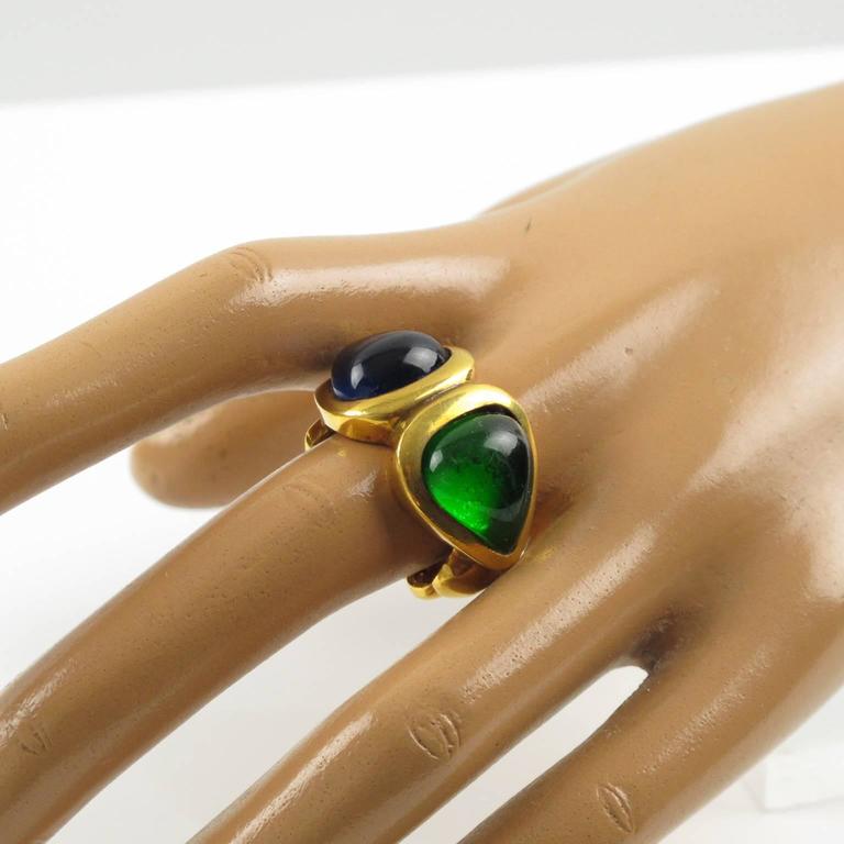 Yves Saint Laurent YSL Cocktail Ring Gripoix Poured Glass Cabochon sz 8 ...