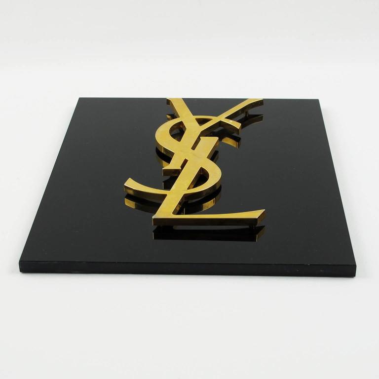 Vintage Yves Saint Laurent Store Display Sign Huge YSL Logo on Black ...