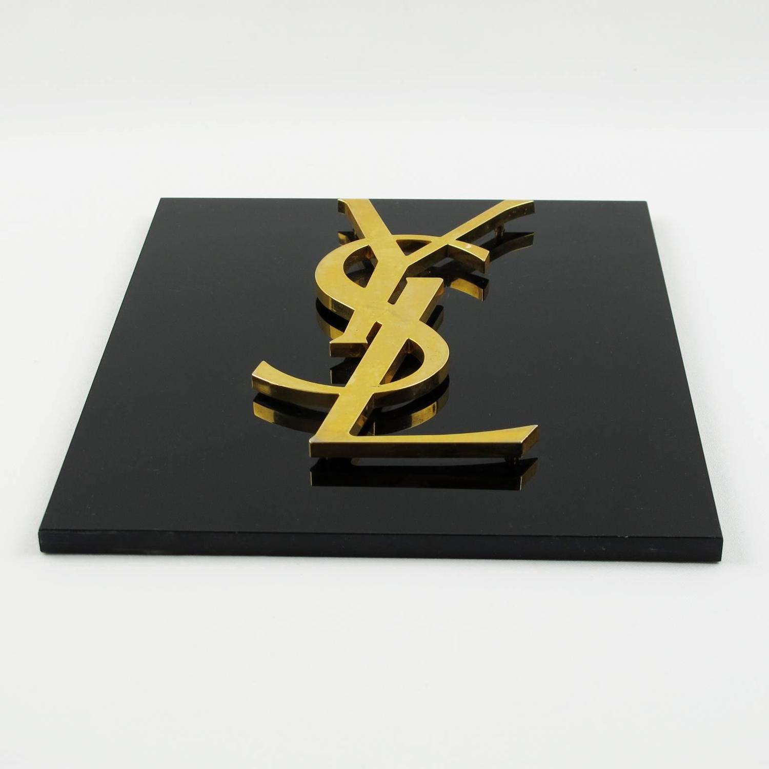 Vintage Yves Saint Laurent Store Display Sign Huge YSL Logo on Black ...