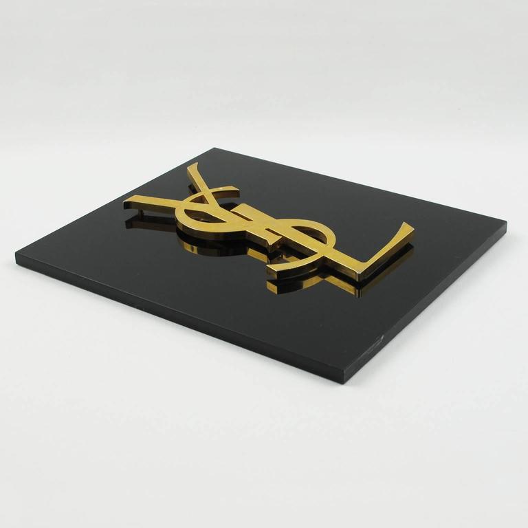 Vintage Yves Saint Laurent Store Display Sign Huge YSL Logo on Black ...