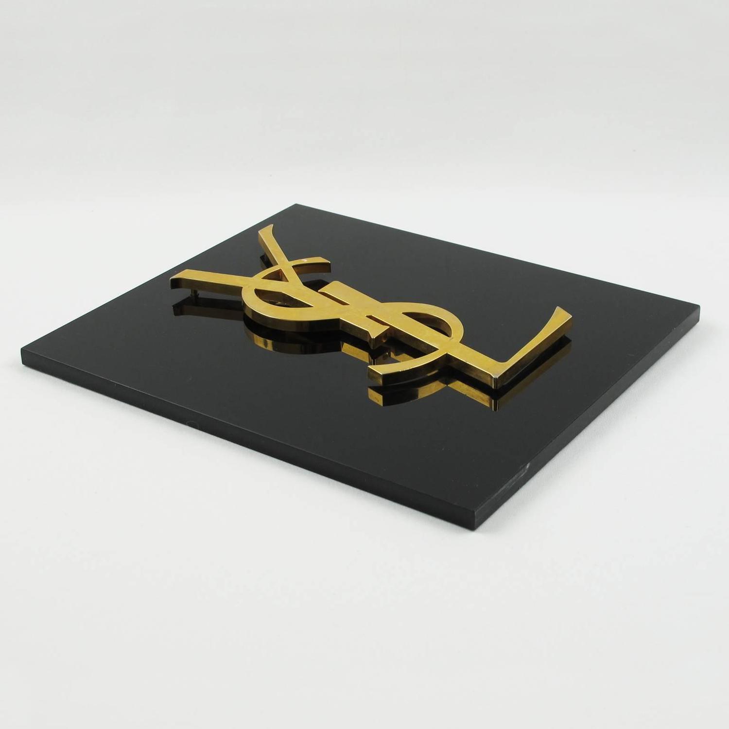 Vintage Yves Saint Laurent Store Display Sign Huge YSL Logo on Black ...