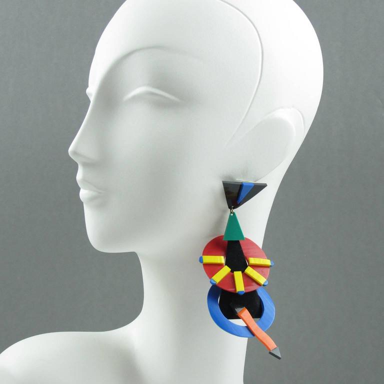 Italian Designer Memphis Studio Oversized Chandelier Colorful Earrings ...