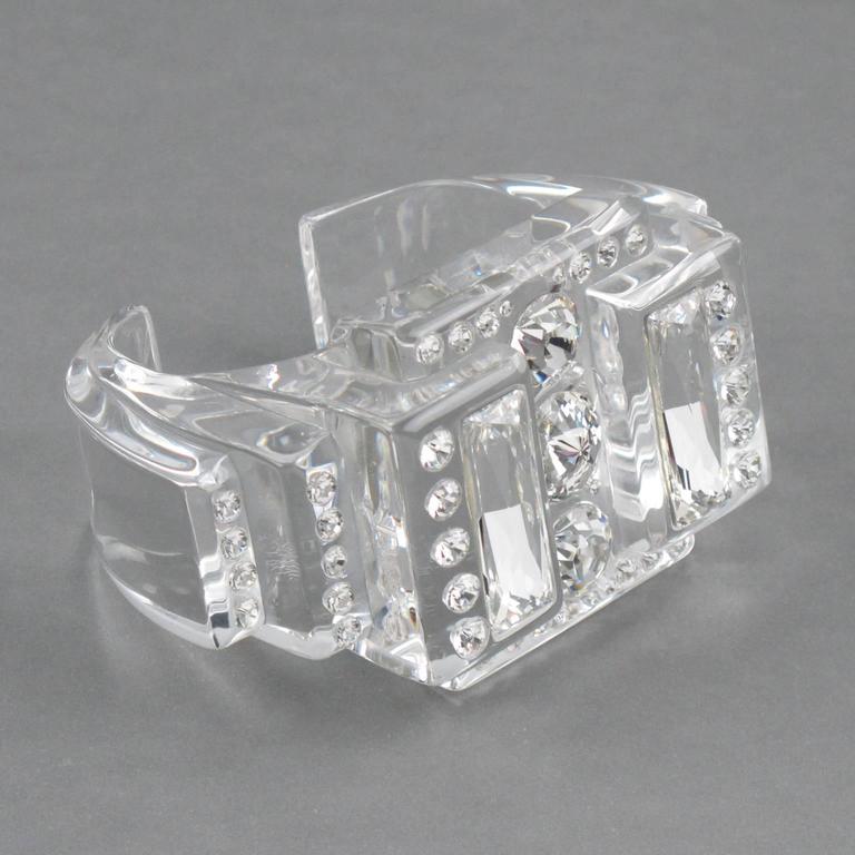 Christian Dior Paris Sculptural Clear Lucite Cuff Bracelet with ...