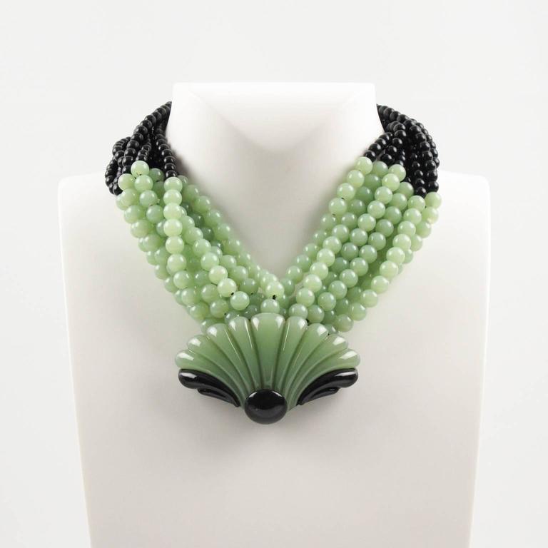 Elegant Vintage Angela Caputi Multi-strand Necklace Black and Aqua ...