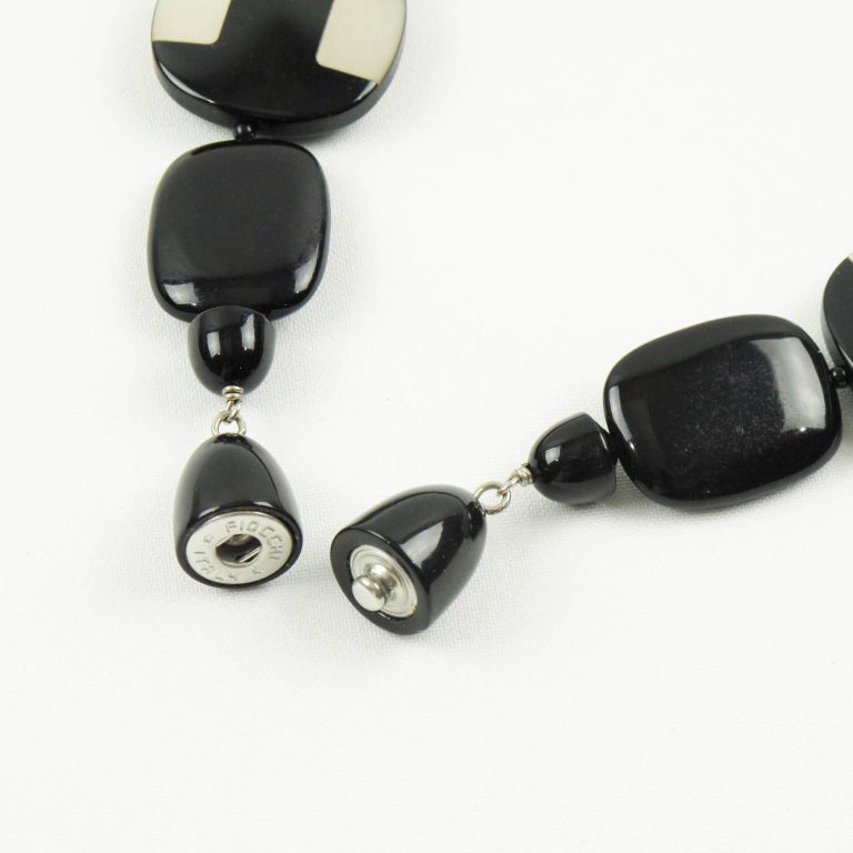 Angela Caputi Sculptural Graphic Black and White Beaded Choker Necklace ...