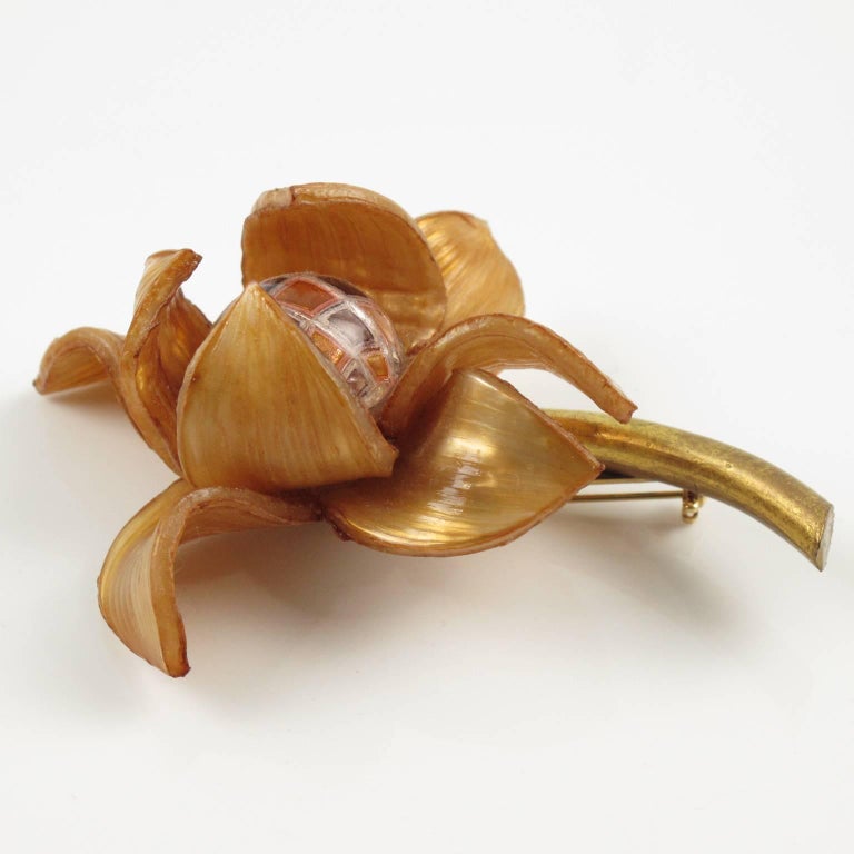 Vintage 1980s Fabrice Paris Large Resin Flower Brooch Pin at 1stDibs