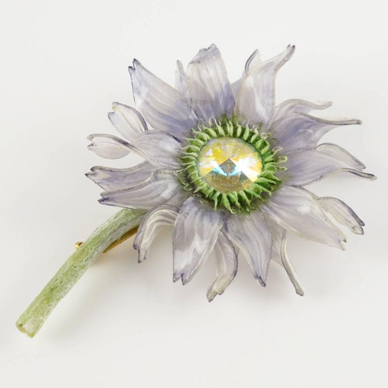 Fabrice Paris 1980s Resin Flower Brooch Pin at 1stDibs
