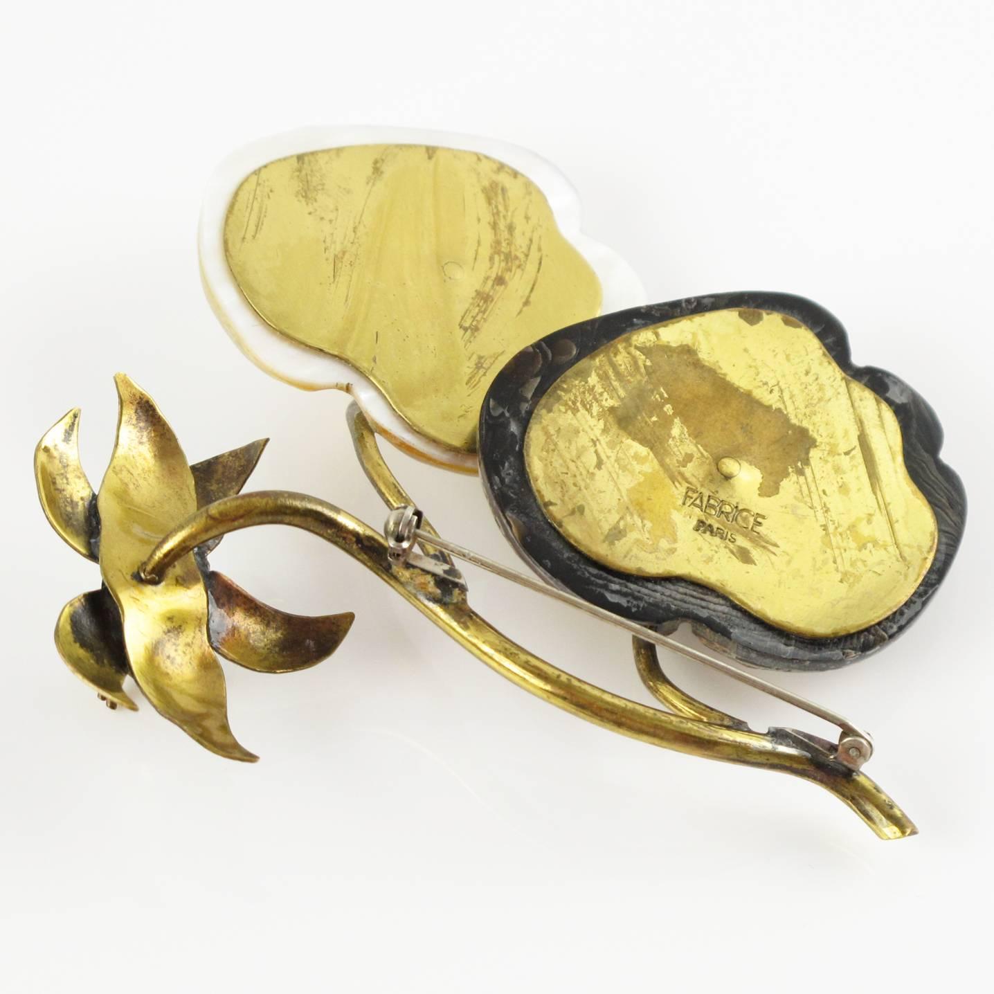 Fabrice Paris Floral Brooch Pin For Sale at 1stdibs