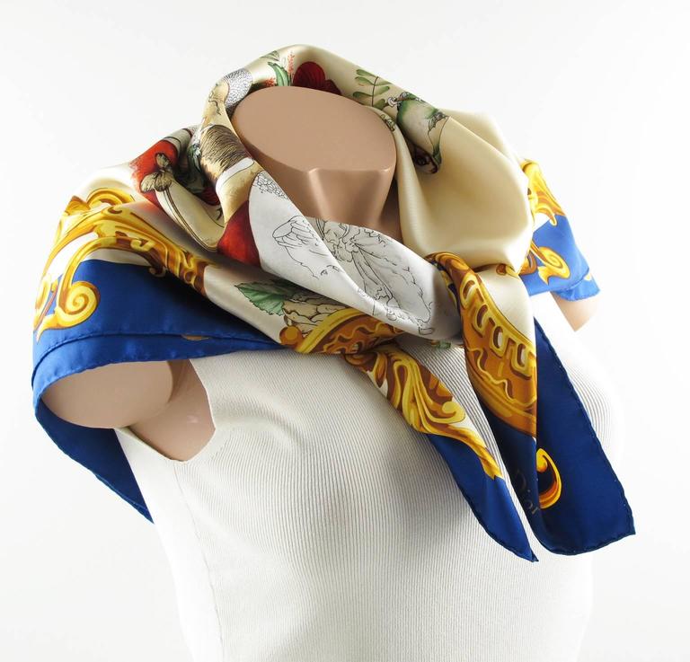 Vintage Christian Dior Silk Twill Scarf Japanese Vases Design at ...