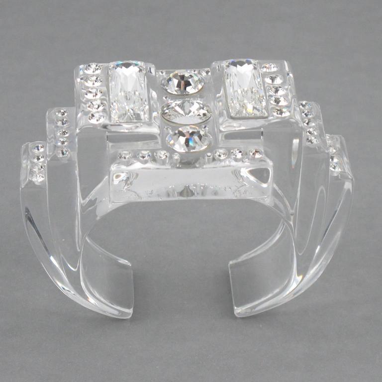 Christian Dior Paris Sculptural Clear Lucite Cuff Bracelet with ...