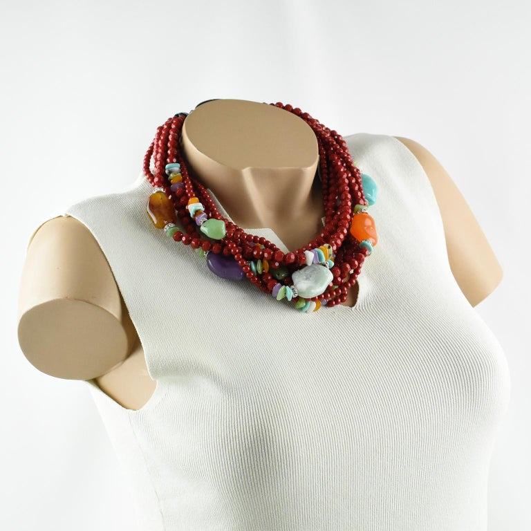 Angela Caputi Fruit Salad Red Resin Multi-Strand Statement Choker ...