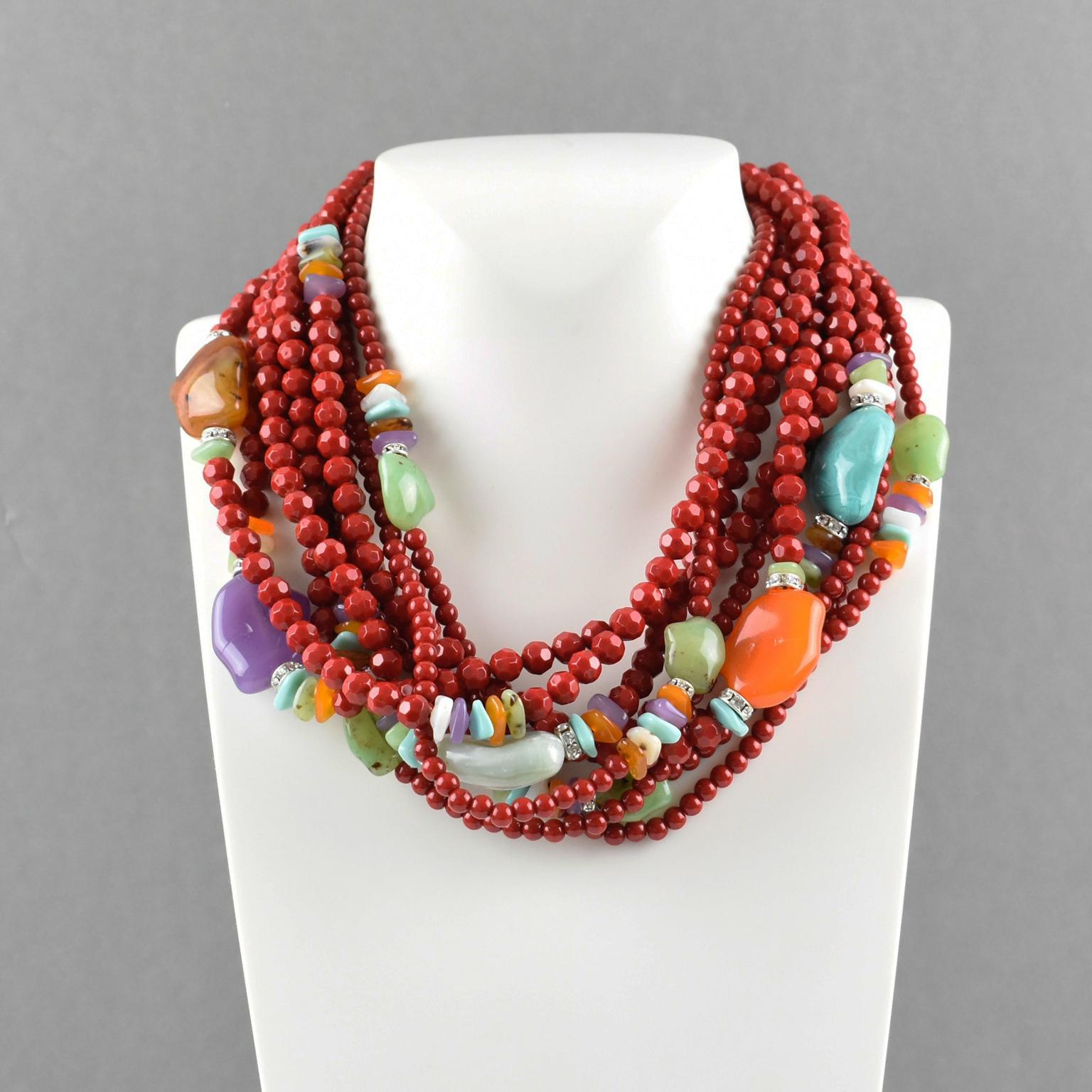 Angela Caputi Fruit Salad Red Resin Multi-Strand Statement Choker ...