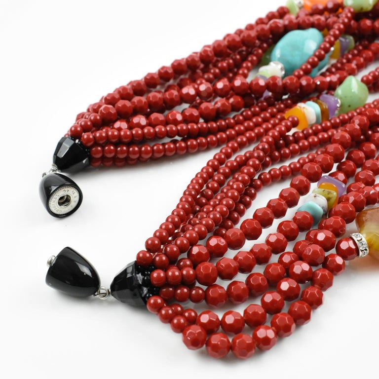 Angela Caputi Fruit Salad Red Resin Multi-Strand Statement Choker ...