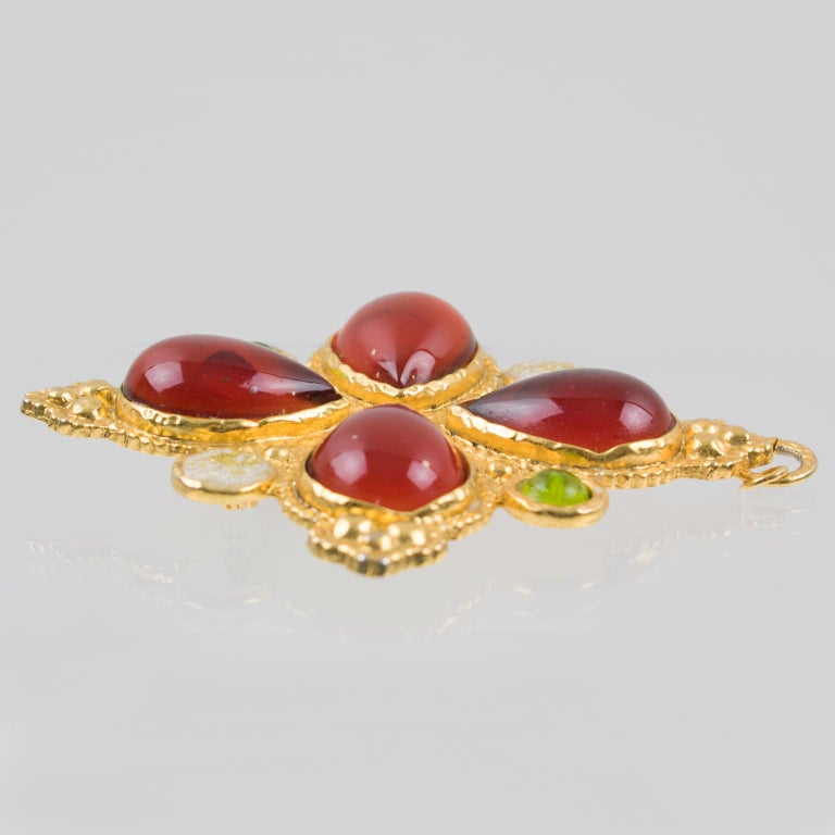 Edouard Rambaud Paris Gilt Metal Pin Brooch Oversized Cross Poured ...