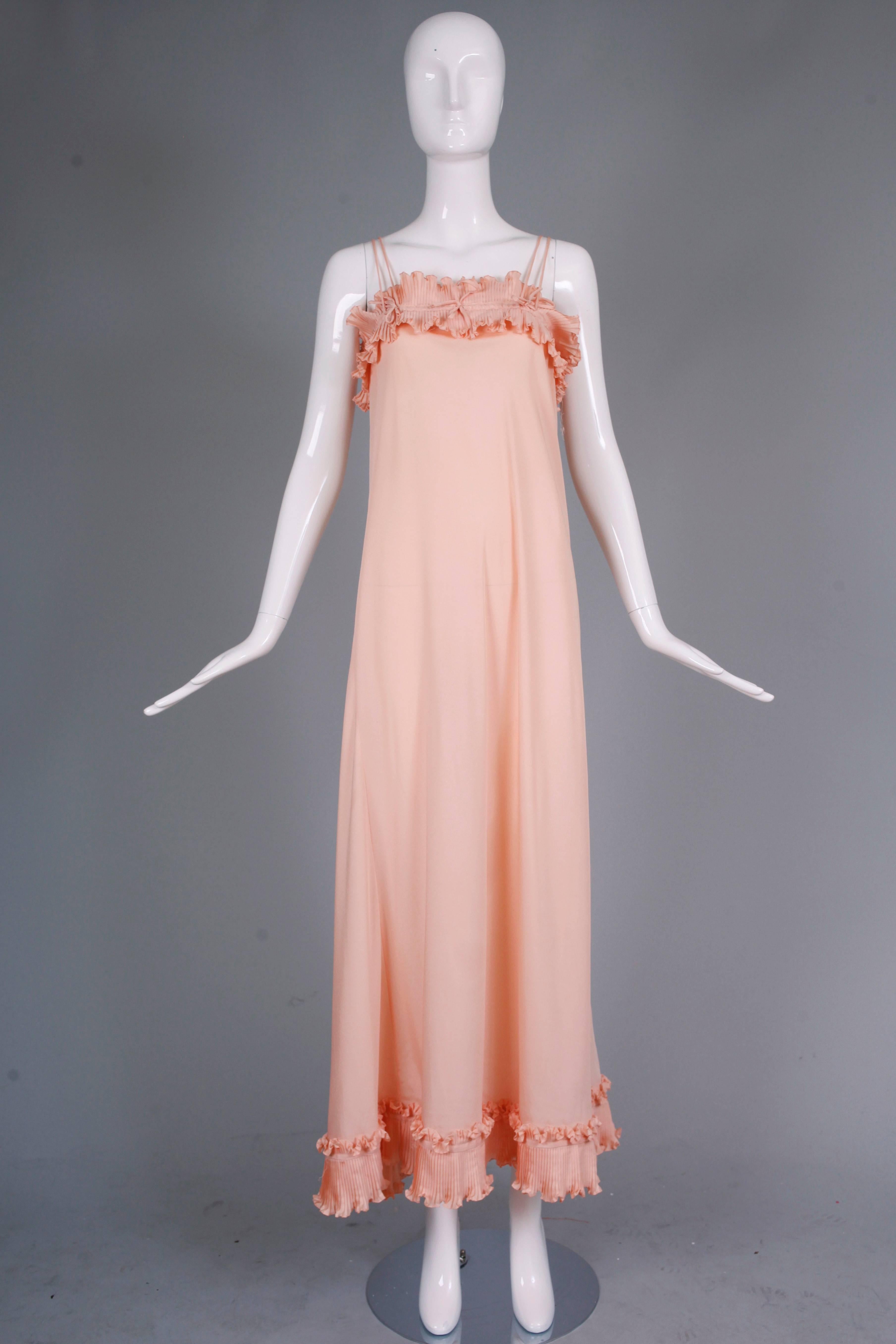 Zandra Rhodes Peach Pink Pleated Evening Dress and Robe Ensemble at ...