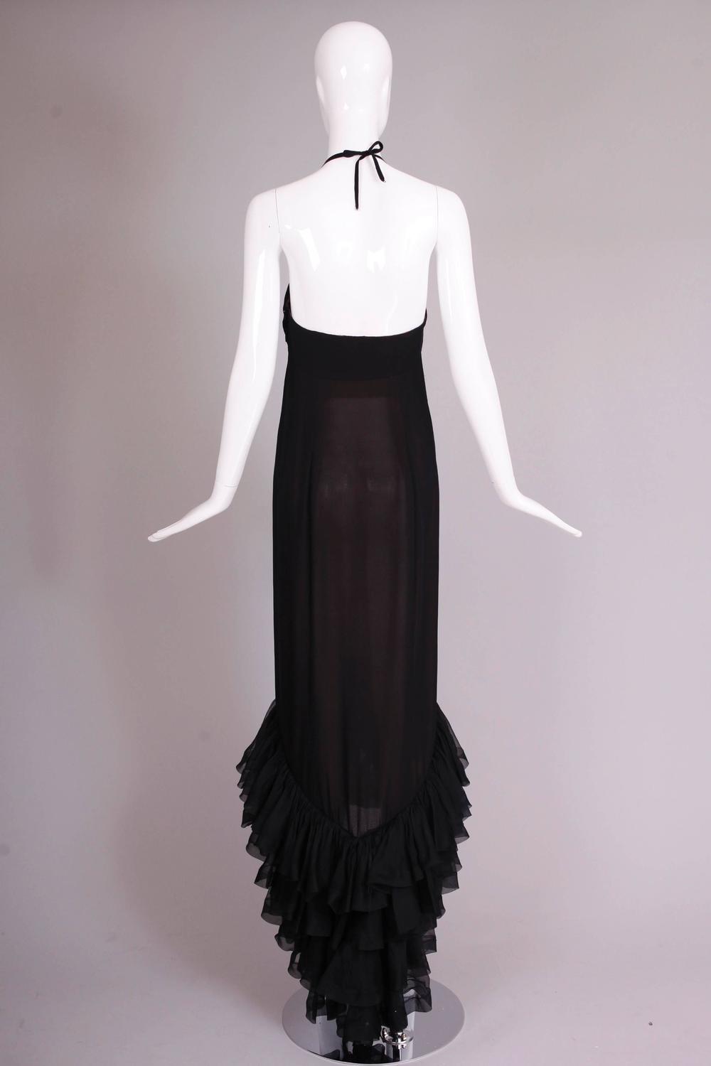 Vintage Pierre Balmain Haute Couture Black Silk Chiffon Evening Gown No ...