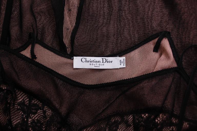 John Galliano For Christian Dior Black Mesh Bias Cut Cocktail Dress At