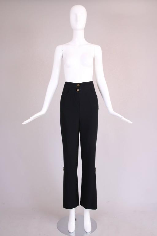 1993 Chanel Black High-Waisted Pants w/Decorative CC Logo Buttons At ...