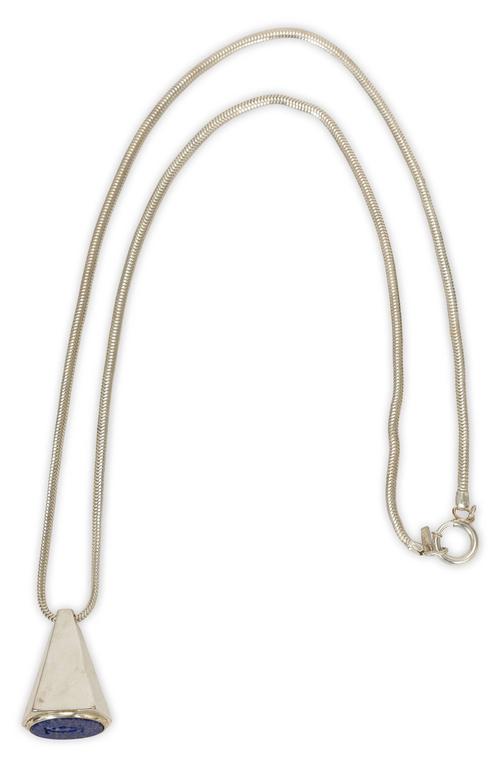 Vintage Cartier Sterling Silver Snake Chain Necklace w/Carved Lapis ...