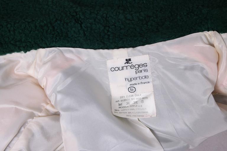 1970's Courreges Green Shearling Jacket W/Pink Leather and Knit Trim at ...