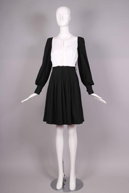 Yves Saint Laurent YSL Black and White Color Block Cotton Day Dress at ...