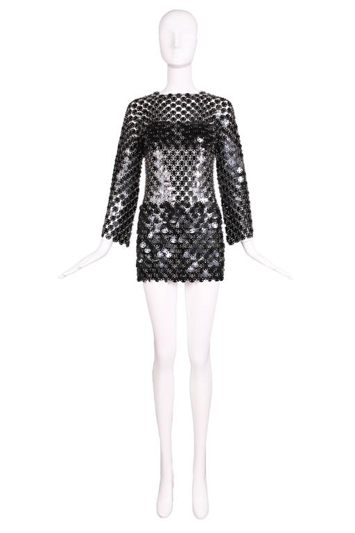 1969 Paco Rabanne Black Rhodoid Disc Mini Dress at 1stDibs | 1969 ...