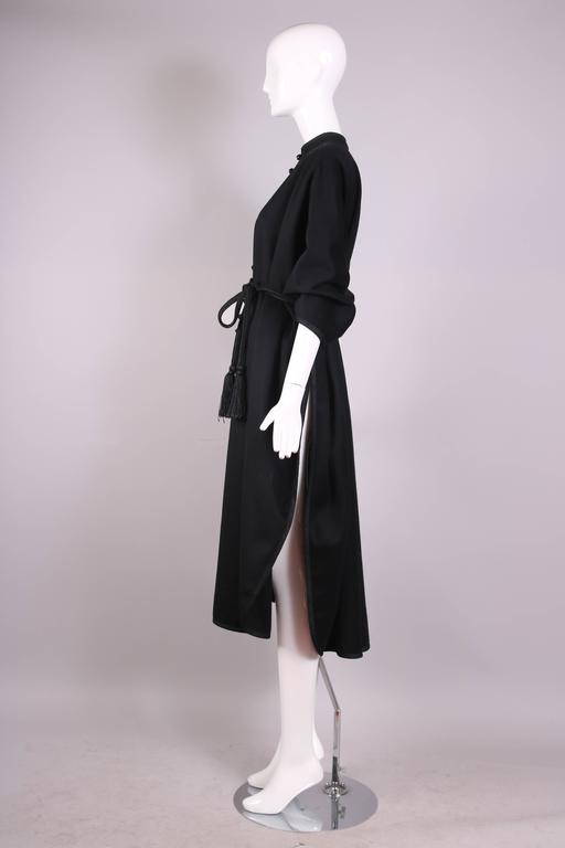 Yves Saint Laurent YSL Wool Cape w/Braided Silk Belt and Tassle Trim Ca ...
