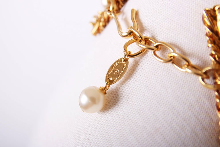 Vintage Chanel Multi Stranded Pearl, Crystal and Chain Necklace at 1stDibs