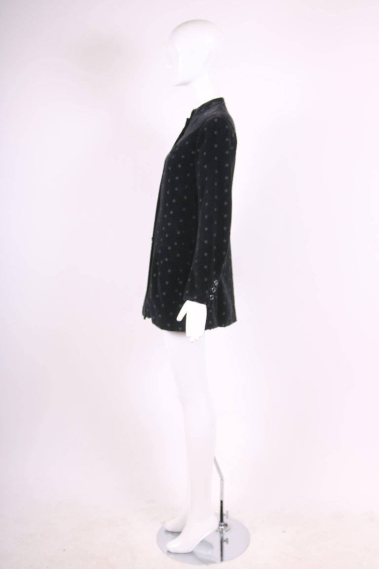 Yves Saint Laurent YSL Black Velvet Rose Print Jacket Blazer, 1970s at ...