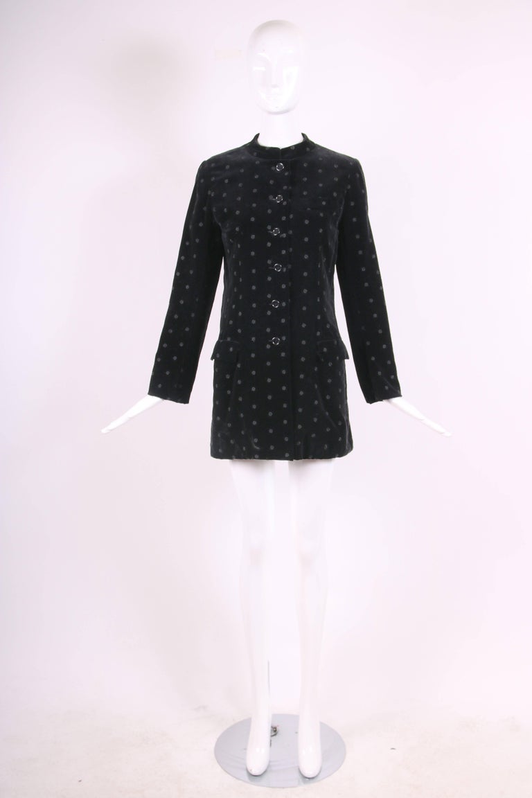 Yves Saint Laurent YSL Black Velvet Rose Print Jacket Blazer, 1970s at ...