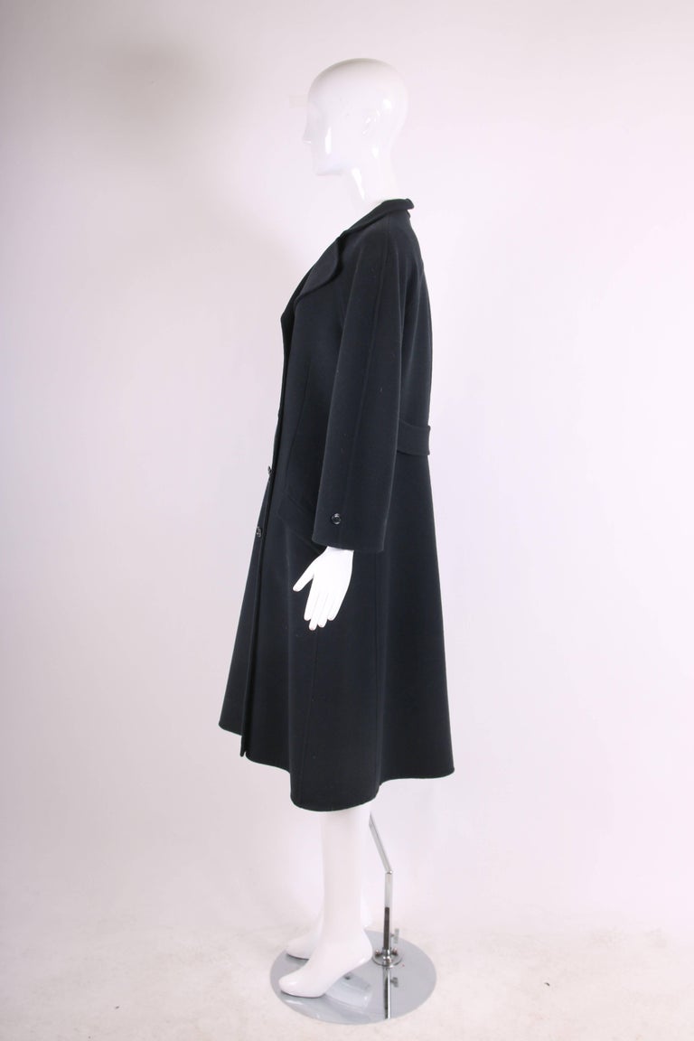 1970's Halston Double-Breasted Black Wool Coat at 1stDibs