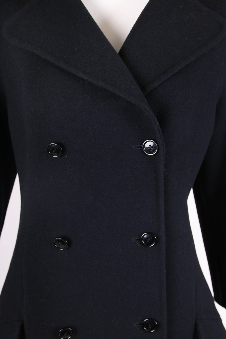 1970's Halston Double-Breasted Black Wool Coat at 1stDibs