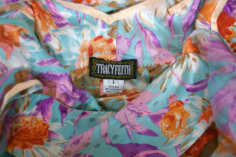 Tracy Feith 100% Silk Floral Bias Cut 1930's Inspired Evening Gown w ...