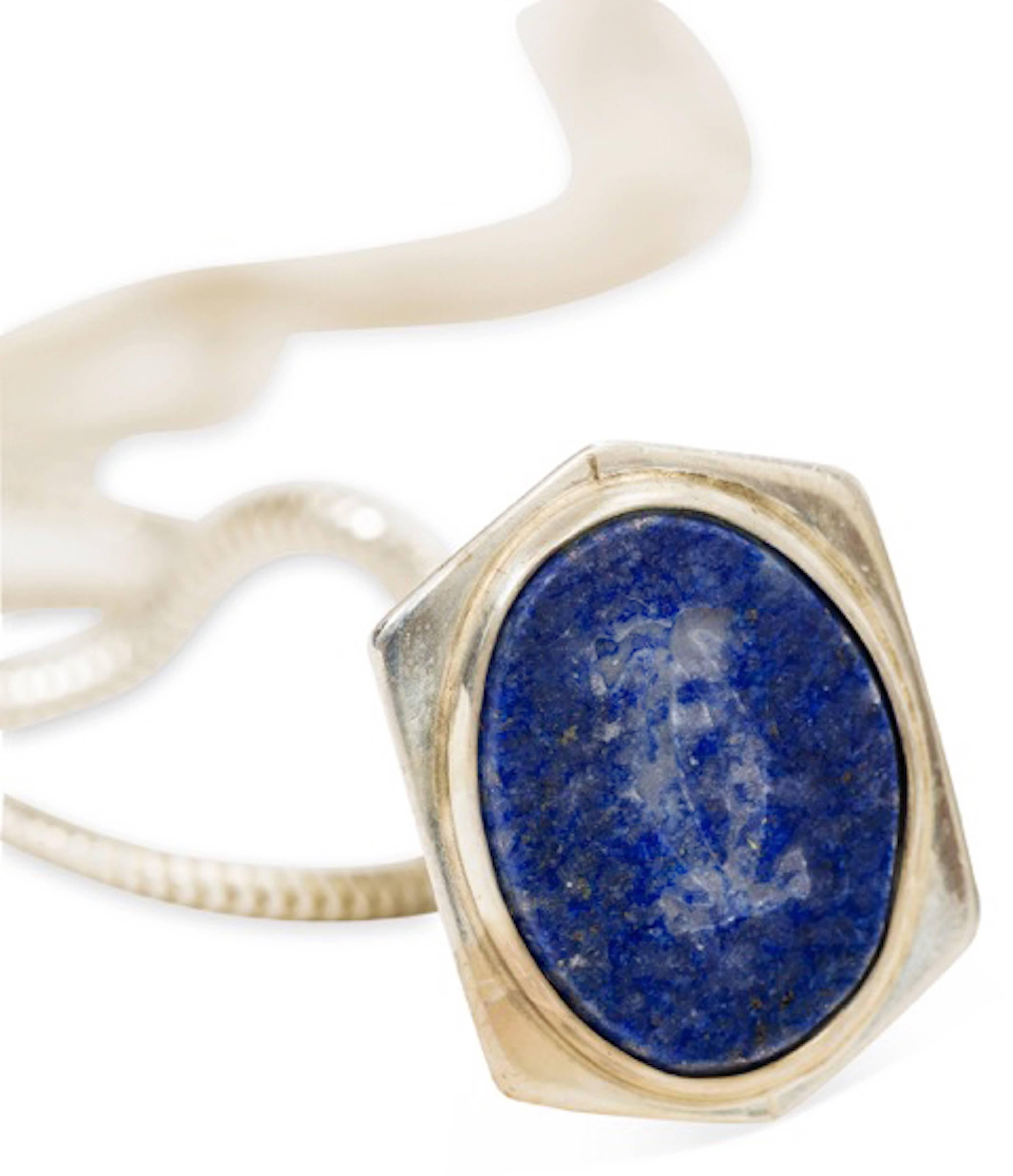 Vintage Cartier Sterling Silver Snake Chain Necklace w/Carved Lapis ...