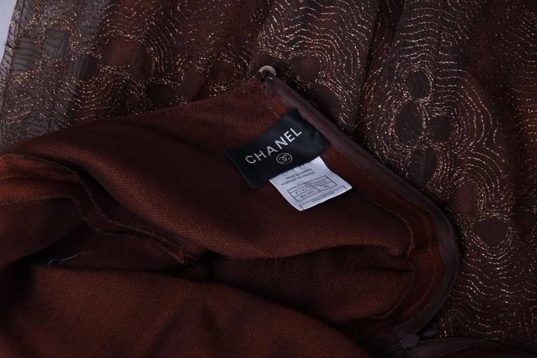 1999 Chanel Halter Evening Gown w/Metallic Embroidered Overlay and Low ...