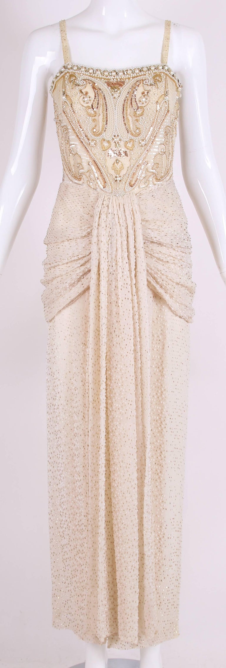 Givenchy Haute Couture Silk Evening Gown w/Beading and Embroidery n ...