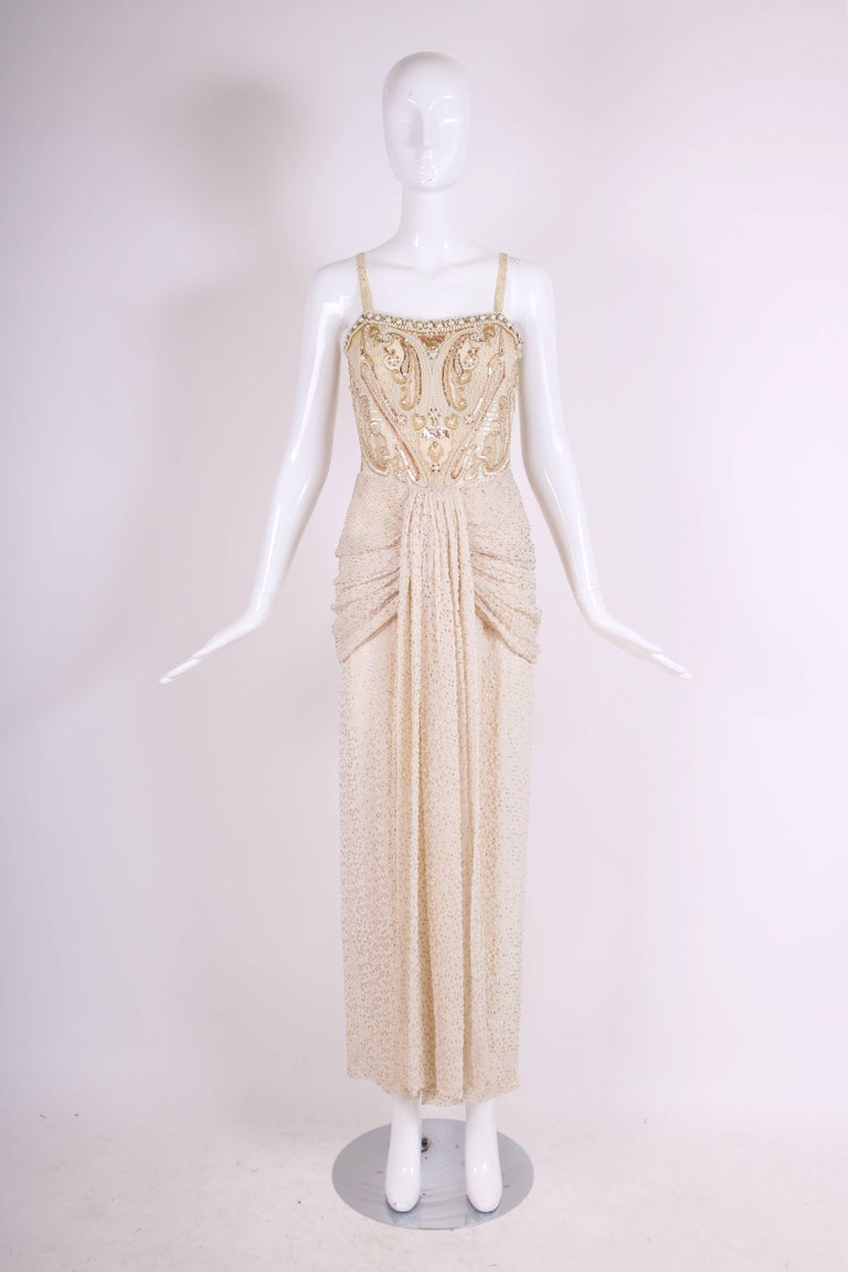 Givenchy Haute Couture Silk Evening Gown w/Beading and Embroidery n ...