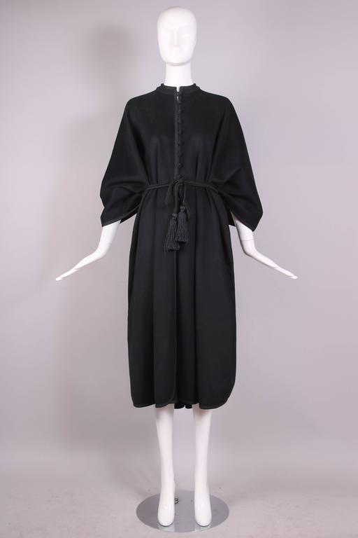 Yves Saint Laurent YSL Wool Cape w/Braided Silk Belt and Tassle Trim Ca ...
