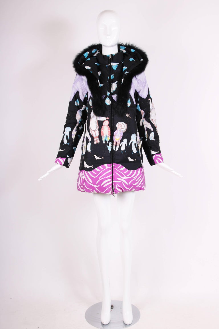Tsumori Chisato Reversible Eskimo-Themed Down Jacket w/Fur-Trimmed Hood ...