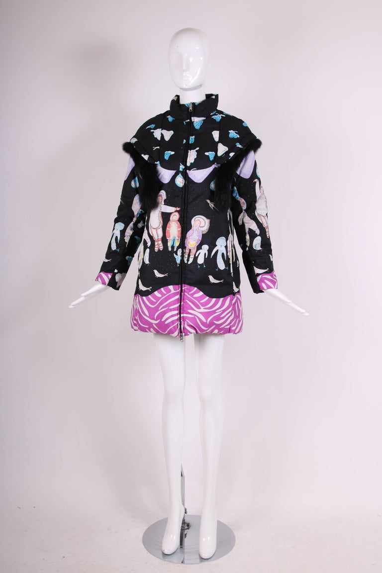 Tsumori Chisato Reversible Eskimo-Themed Down Jacket w/Fur-Trimmed Hood ...