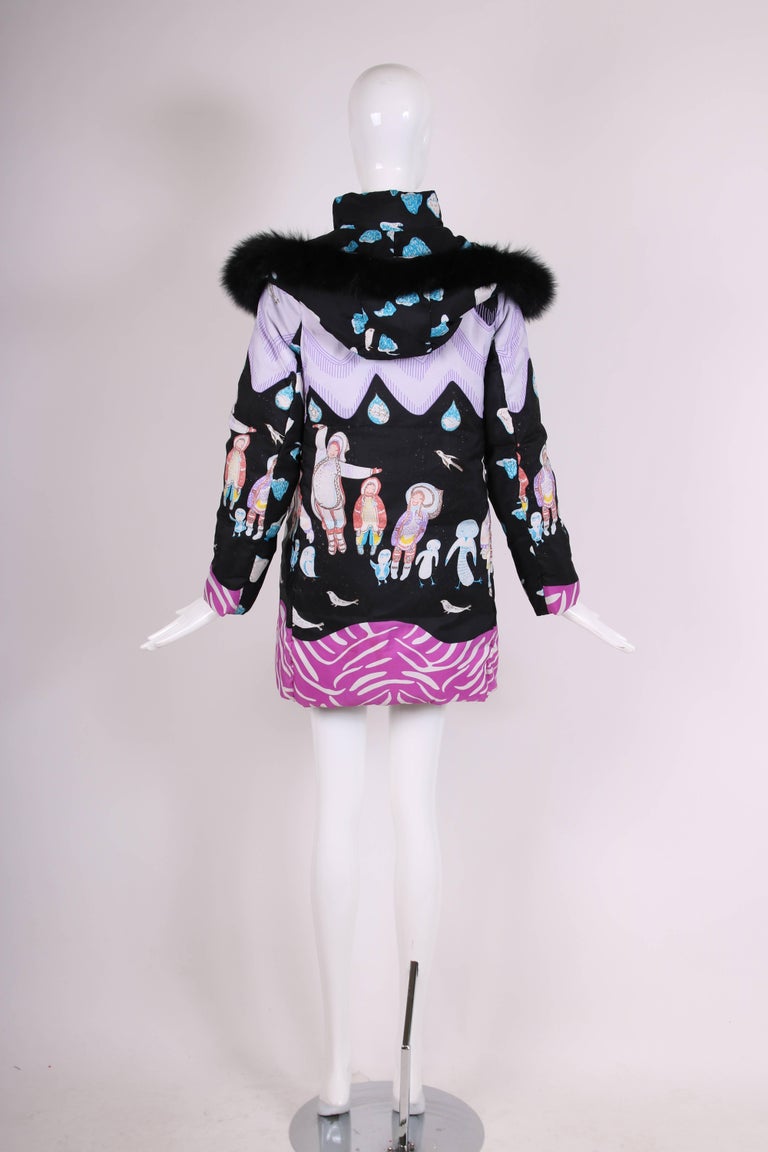 Tsumori Chisato Reversible Eskimo-Themed Down Jacket w/Fur-Trimmed Hood ...