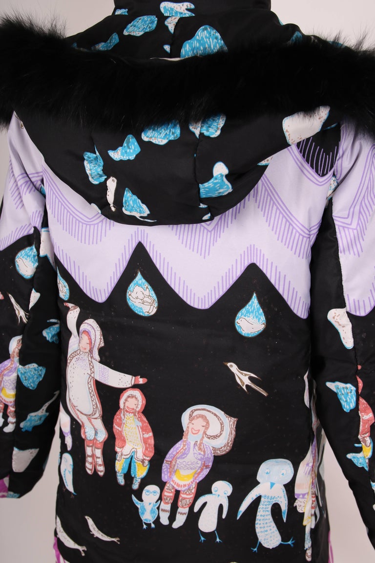 Tsumori Chisato Reversible Eskimo-Themed Down Jacket w/Fur-Trimmed Hood ...