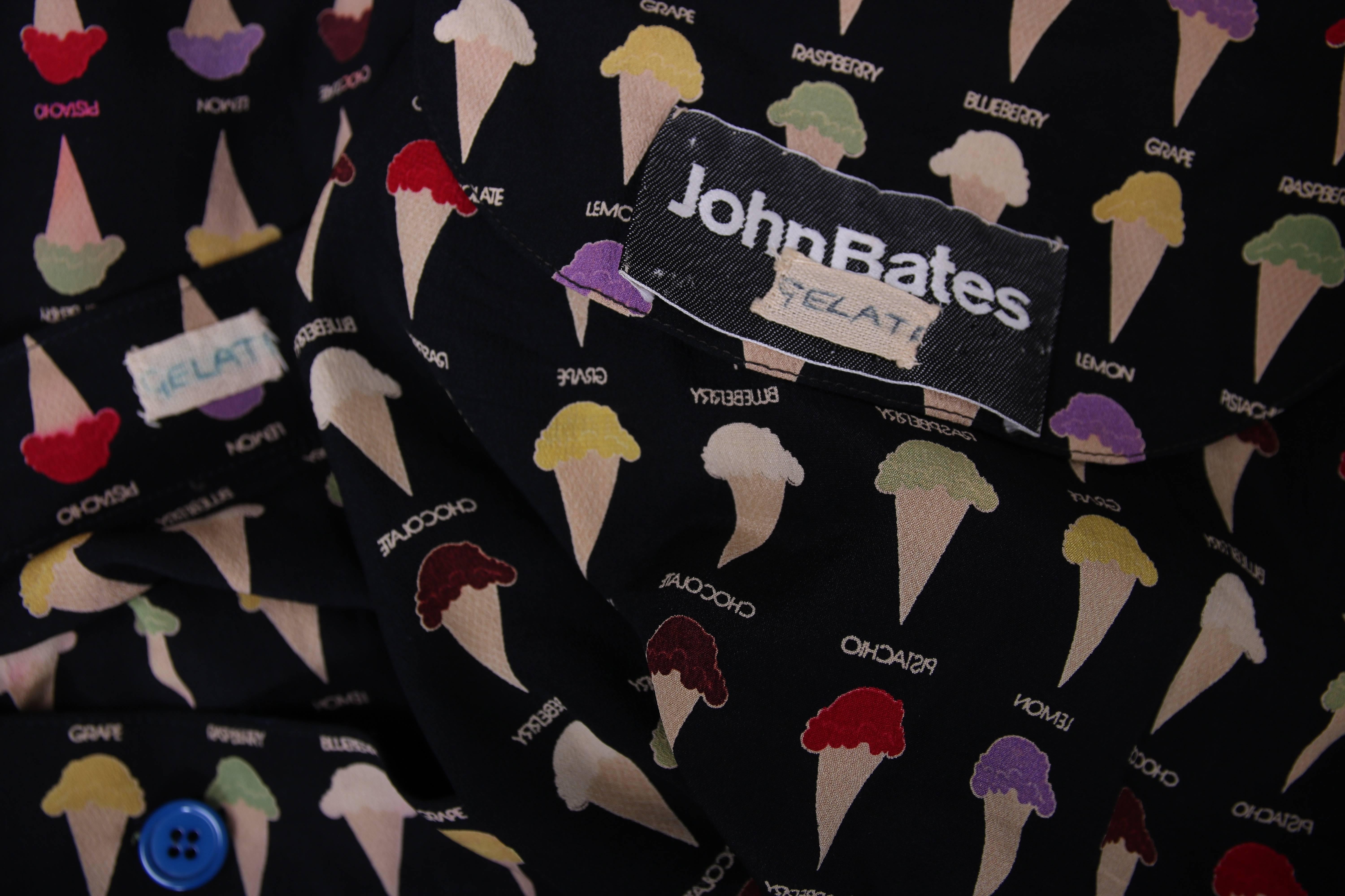 1970's John Bates Silk Novelty Ice Cream Print Skirt and Jacket ...