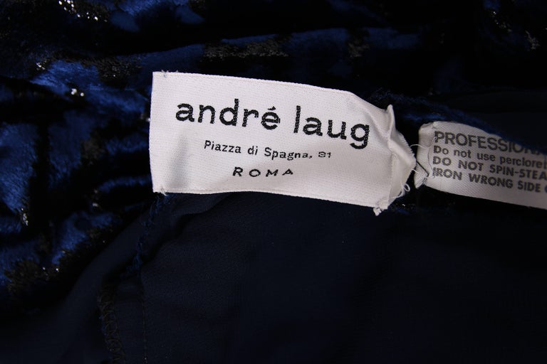 1970s Andre Laug Silk Velvet Long Sleeved Cocktail Dress at 1stDibs